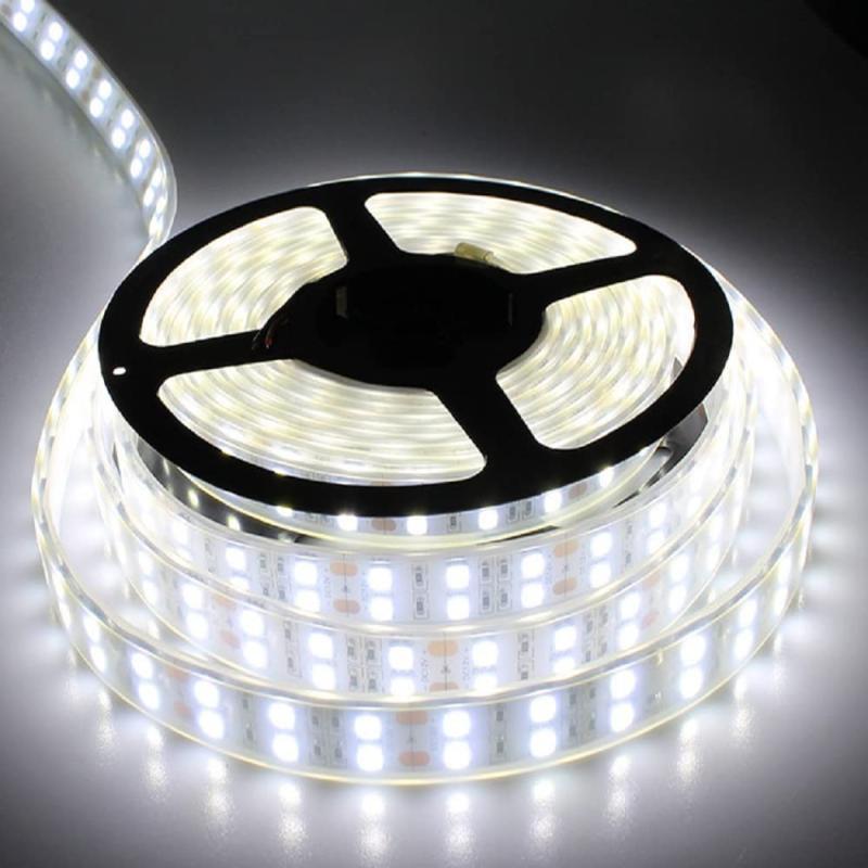 高輝度LEDテープライト 5m 防水 24V 600連SMD5050 二列式 カバー付 白 ホワイト 白ベース 正面発光 漁船/船舶/トラック/屋外照明/led間接照明600個高輝度SMD5050を搭載し、防水防塵シリコンチューブ付LEDテ...