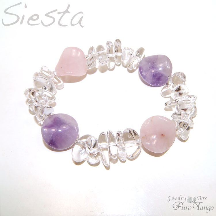 商品情報【素材】アメシスト/ローズクォーツ（花びらカット）水晶（チップ ）【全長】シリコンゴム（伸縮）タイプ 全長約18～20cm【商品説明】Puro Tangoオーナーデザイナー Tomoko Nezasa によって生まれた、当店だけにし...