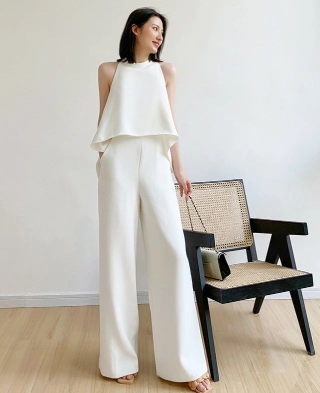 パンツ 黒 オールインワン 服装 ドレ ホワイト ブラック S M L