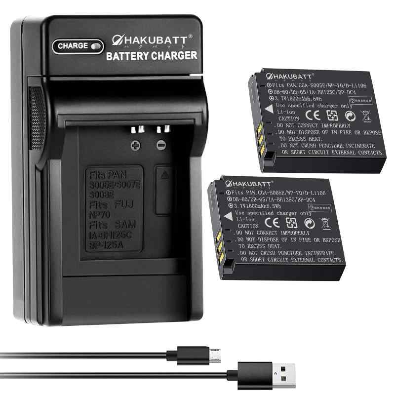 「HAKUBATT」Ricoh DB-65 3.7V 1600mAh交換バッテリー（2個)+互換DB-65 USB 充電器 セット DB-65、G700、GR DIGITAL III、Caplio GR R30 カメラ 対応●【製品仕様】定...