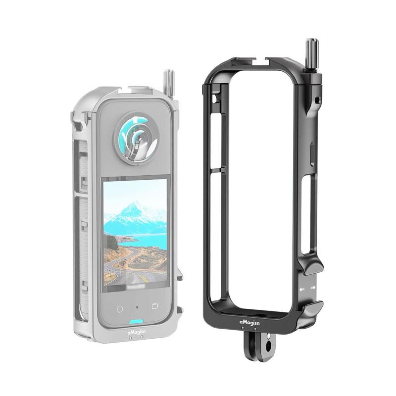 Alever In sta360 ONE X3用メタルラビットケージカメラフレームIn sta360 ONE X3に適しています。拡張は豊富で、デュアル コールド シュー インターフェイスと 1/4 拡張インターフェイスがあり、フィル ライ...