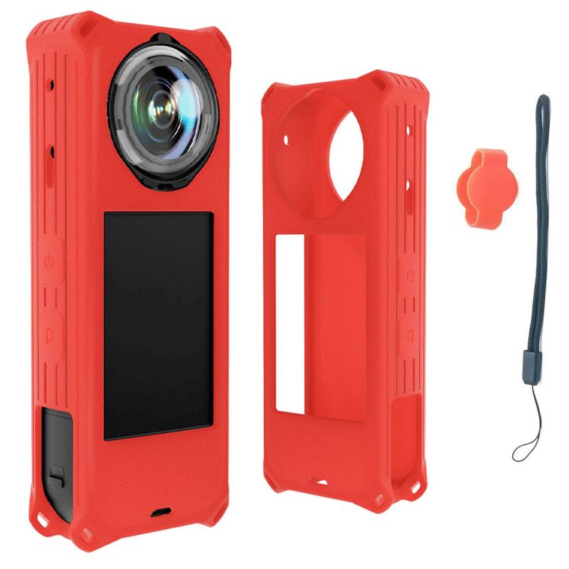 Taoricup Insta360 X5 対応 保護ケース 保護カバー レンズカバー レンズキャップ ガード キャップ アクセサリー Insta360 X5 専用 シリコンケース オールラウンド 防塵・耐落下性 (Red)