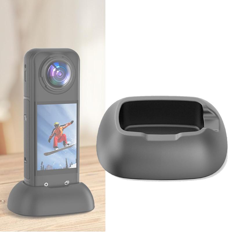 Honbobo Insta360 X5用 シリコン製デスクトップベース カメラスタンド 保護用垂直スタンド アクションカメラ用カメラホルダーぴったりフィット：このシリコン製滑り止めデスクトップマウントベースは、Insta360 X5対応防水...