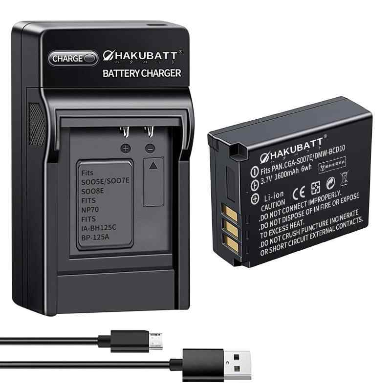 【HAKUBATT ハクバット】 対応DMW-BCD10/CGA-S007 互換 USB 充電器 互換 バッテリー DB-65 3.7V 1600mAh 2025ID●【製品仕様】定格電圧：3.7V｜容量：1600mAh 安定した電力供給で...