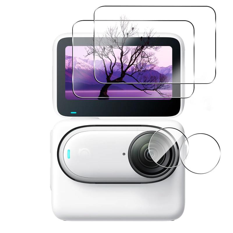 【2+2枚セット】対応 Insta360 Go 3S ガラスフィルム 2枚 + レンズフィルム 2枚【日本製素材旭硝子製】 表面硬度9H 対応 insta360 Go3S フィルム 強化ガラス 液晶 保護フィルム 高透過率 飛散防止 3D ...