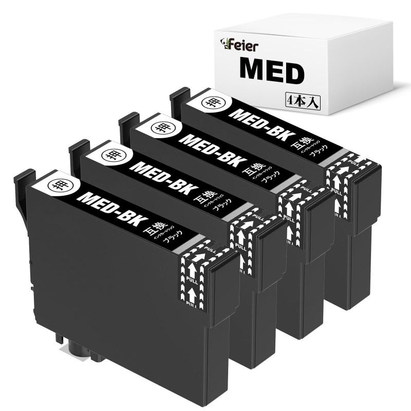 feier E-MED-4BKブラック 4本パックメダマヤキ インク エプソン対応 MED EPSON用 目玉焼き EW 056A 456A 互換インク MED-C MED-M MED-Y MED-BK 大容量 対応機種：EW-456A E...