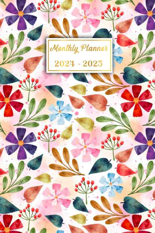 2024-2025 Monthly Planner: Two years from January 2024 to December 2025, 1 Month on 2 Pages.
