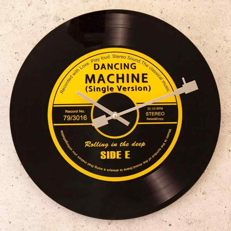 レコード型 ガラス ウォール クロック アメリカン雑貨 レトロ インテリア レコード おしゃれ 掛け時計 時計 アメリカレコード型の高級感のあるガラス素材のウォールクロック時計の針以外はイラストです。背面に壁に取り付けフックがあります。サイ...