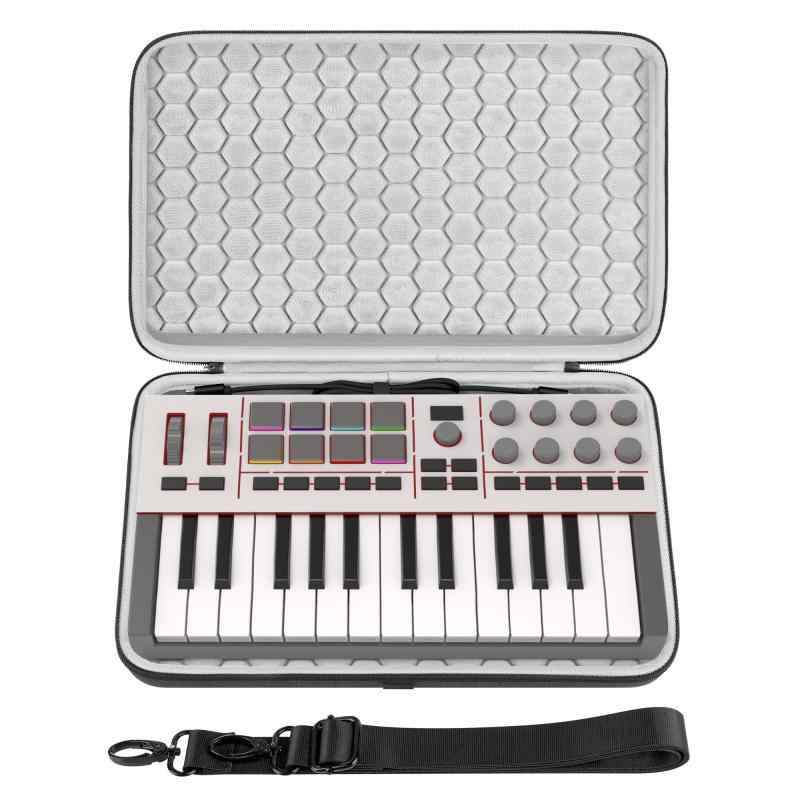 Geekria オーディオ インターフェース キャリングケース Akai Professional MPK Mini IV と互換性あり EVA ハードシェル ポータブル トラベルバッグ (ダークグレー)ハードEVAシェルは、耐衝撃性、防塵...