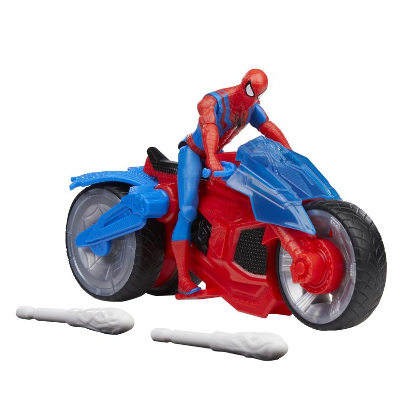 ハズブロ(HASBRO) マーベル MARVEL スパイダーマン ウェブ ブラスト サイクル、4インチ(10 cm)サイズ アクションフィギュア、乗り物、発射体2個付き、お子さま用プレイセット 対象年齢4才以上 F68【スパイダーマンになり...