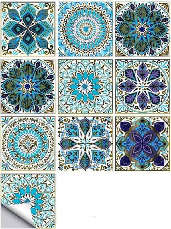 YOGOTI 壁紙シール タイルシール モザイクタイルシール ウォールステッカー 補修シール 花柄 PVC製 断熱 防水 防汚性にも優れ 接着剤付き 工具不要 自分粘着 剥がせる DIY 壁紙デコレーション 【高品質剥がせる壁紙シール】エコ...