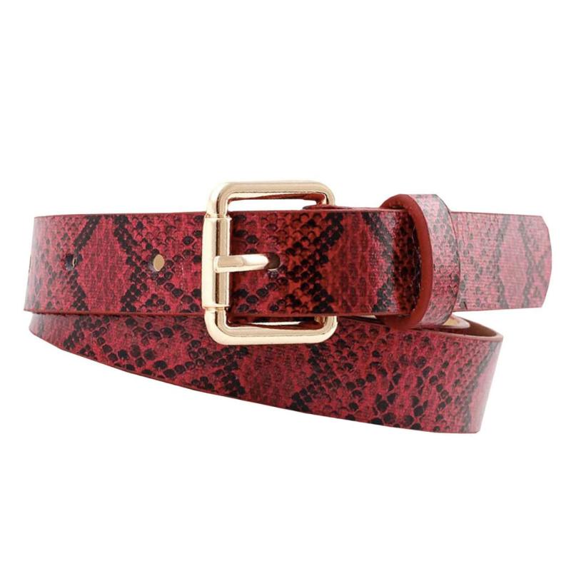 ONE LIMITATION(ワン リミテーション) レザー ベルト ヘビ柄 パイソン柄 ゴールド 細 革 カジュアル レディース BP017スタイリッシュで おしゃれ パイソン柄 ヘビ柄 デザイン 仕様の レディース ファッション レザー...