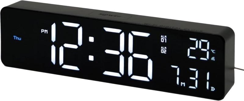 SLOWER LED Wi-Fi CLOCK 置き時計 掛け時計 デジタル おしゃれ 自動時刻調整【POLITE LIVING Select】Wi-Fiを使用して時刻 ・ カレンダーを自動調整電波をうまく受信できないという電波時計の悩みをW...