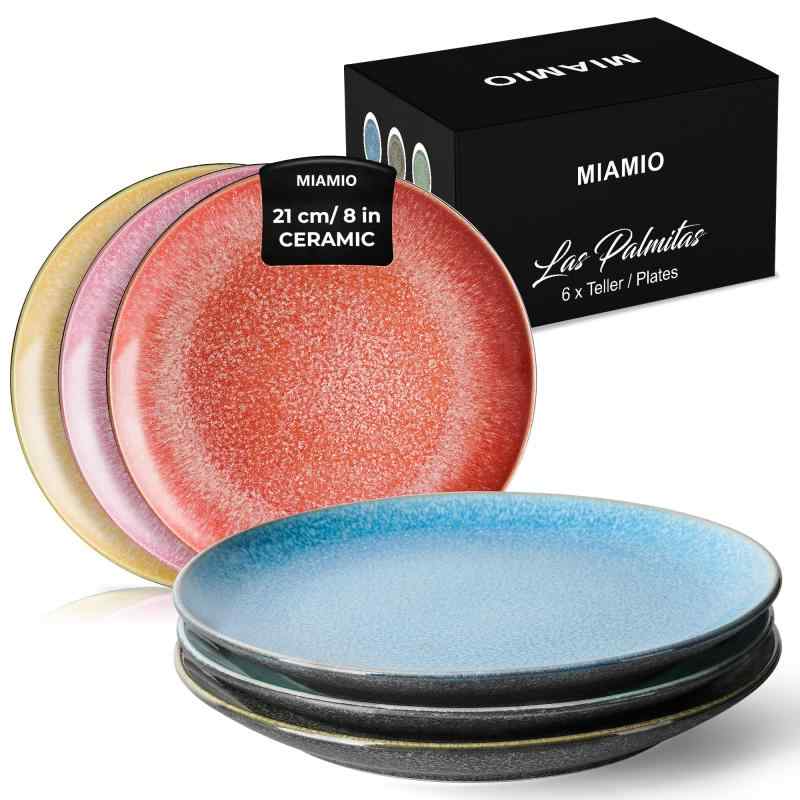 MIAMIO - ディナープレート - Las Palmitasコレクションこの食器プレートはプレミアムストーンウェアのみから作られており、最高品質の基準を満たしています。 当社のディナープレートセットの素材は、鉛やカドミウムの含有量が完全...