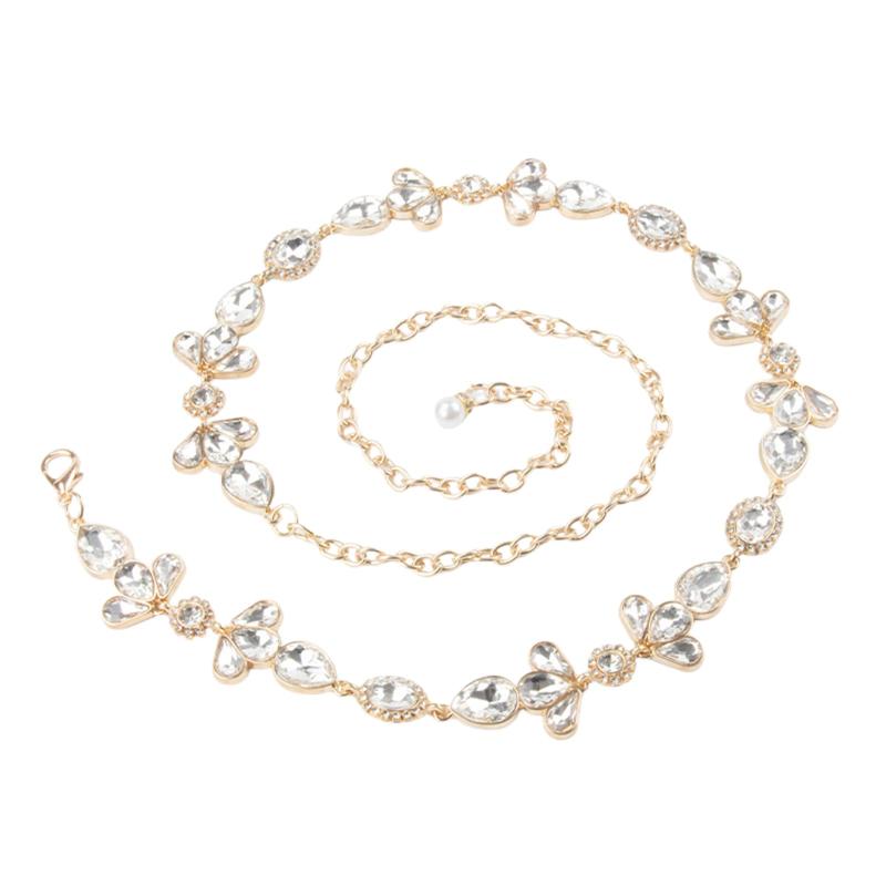 [EnjoIt] チェーンベルト ベルト ウエストベルト レディースベルト チェーン サッシュベルト 腰部飾り飾りベルト ドレスの装飾 調節可能な長さ ファッション 贈り物 アクセサリー 誕生日 バサイズ：フリーサイズ、全長110cm（調節...