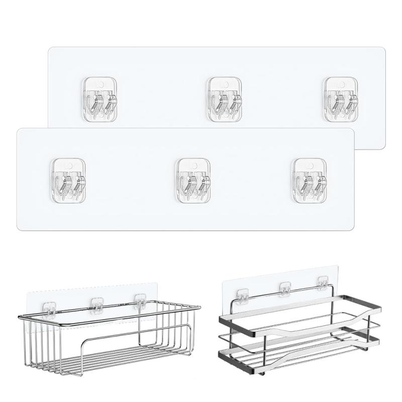 SIYINGSAERY 浴室ラックテープ 2枚セット壁掛けラック用テープ 裁断可 透明フック 強力粘着テープ 耐荷重10kg 使いやすい 鉄棚固定 風呂場 洗面所用 防水 貼り付け跡なし [並行輸入品]【2個セットでたっぷり｜最大10kg耐...