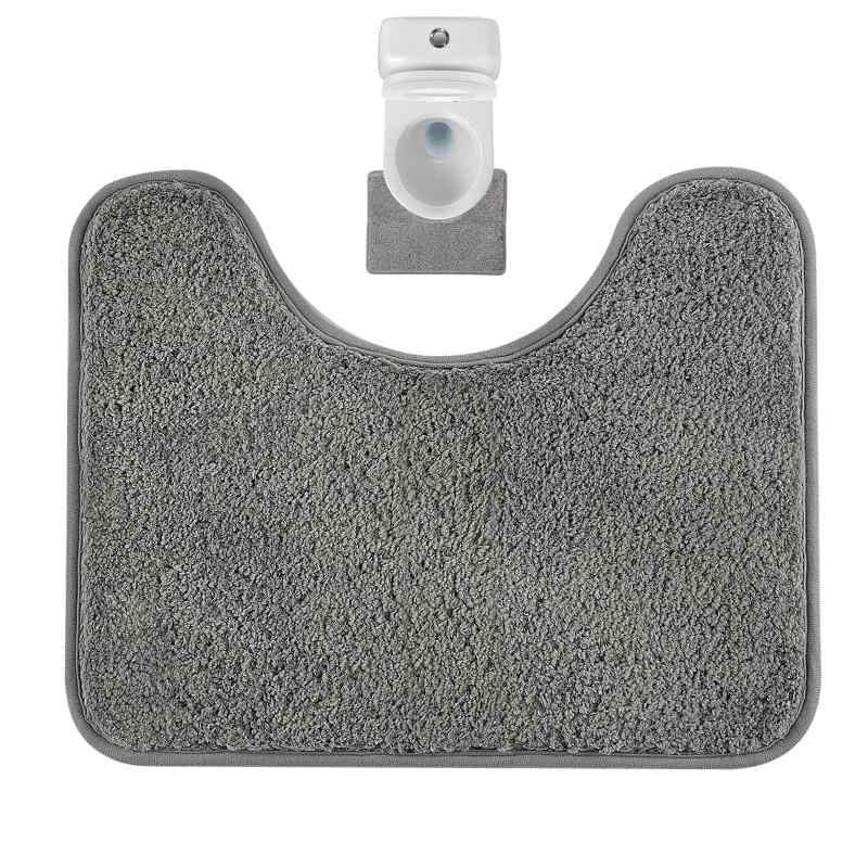 Phyxiul U型 トイレマット 吸水 おしゃれ 滑り止め 北欧 デザイン おしゃれ トイレ カーペット 省スペース対応 浴室吸水マット 家庭用トイレ(グレー, 50cm×40cm)1. マイクロファイバー柔らかい触感，素足で超快適：マイ...