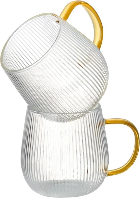 GLASKEY Borosilicate Glass Coffee Mugs