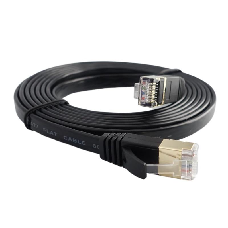 CAT7 フラットLANケーブル 薄さ2mm 超高速10GBASE-T 600MHz 10Gbps カテゴリー7 シールド RJ45 爪折れ防止 やわらか スリム ブラック パソコンやハブ、ルーター等のLAN通信ケーブルに KC SECUR...