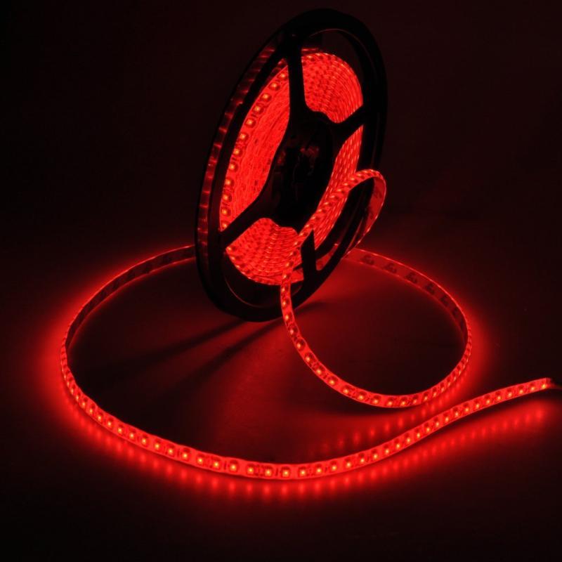 BENETECH 短色 LEDテープライト● 24V 高輝度 5M 300連 防水IP65 切断可能 白ベース/LED 強力粘着両面テープ 正面発光 SMD 5050 (赤)