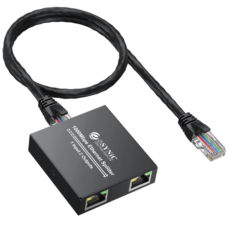 eSynic LAN分配器 ネットワークスプリッター 1入力3出力 RJ45 高速1000Mbps ギガビット 金属筺体 Cat8 Cat7 Cat6 Cat5 Cat5e対応 イーサネットスプリッタ プラグアンドプレイ スイッチングハブ ...