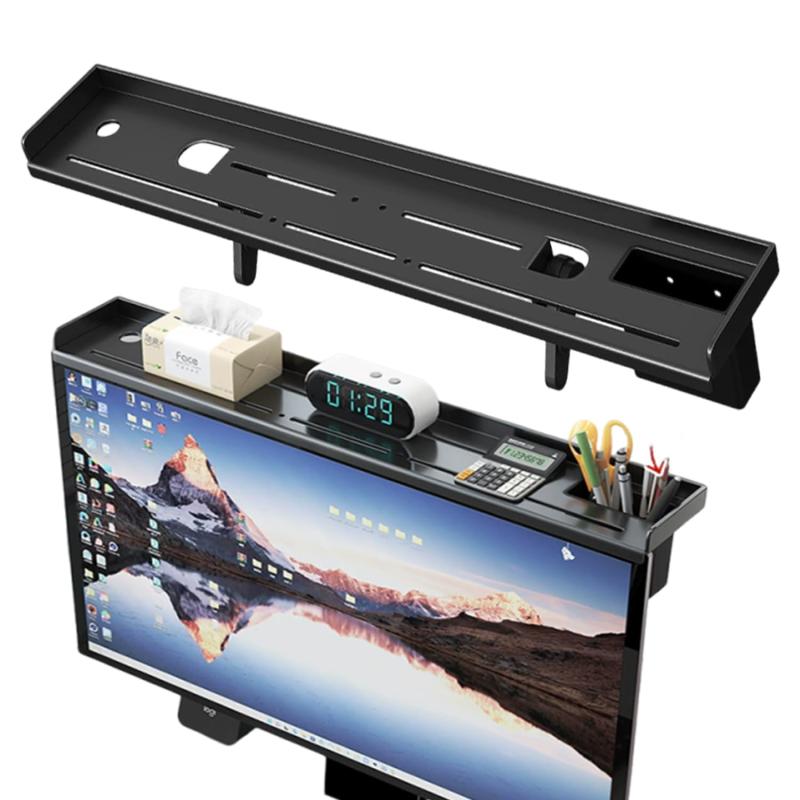 テレビ上 棚 モニター上ラック 小物置き ケーブル穴付け ディスプレイボード ディスプレイ上部 モニター 上 小物収納 TV上収納棚 ルーター収納 ケーブル収納 配線整理 取り付け簡単 工具不【用途】45cmユニット2つに分けて単独使用する...