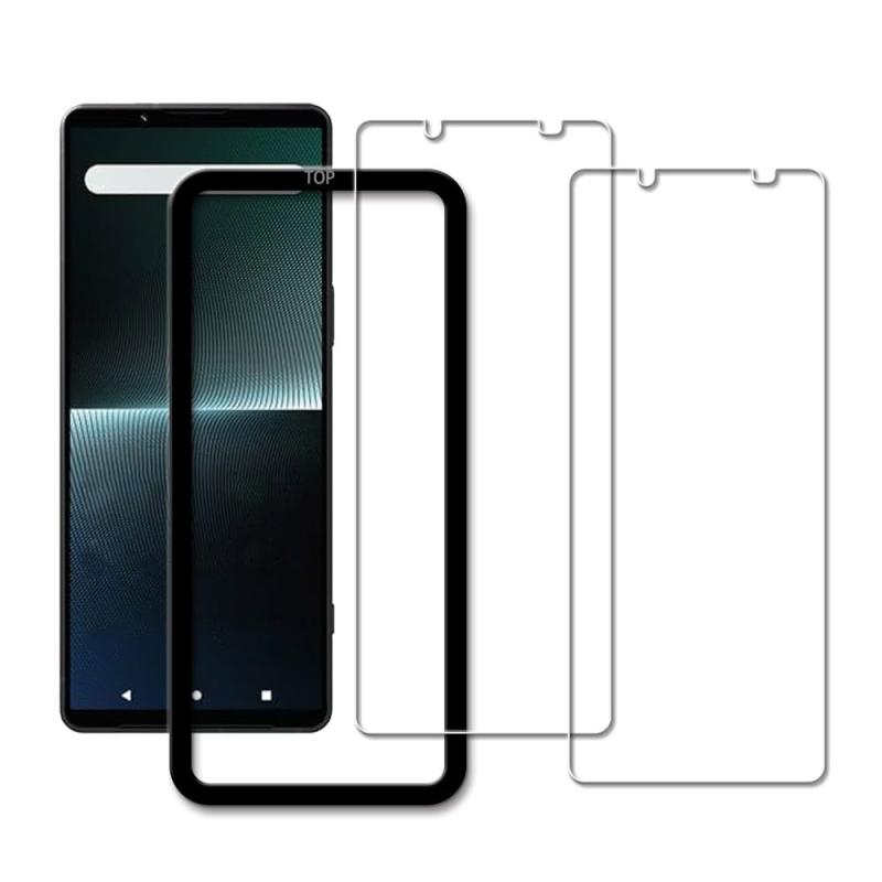 日本旭硝子素材製 対応 Xperia 1 V 2023 SO-51D SOG10 用の ガラスフィルム 強化ガラス 保護フィルム ガイド枠付き, 2枚セット対応機種: 対応 Xperia 1 V 2023 SO-51D SOG10 用の 強...