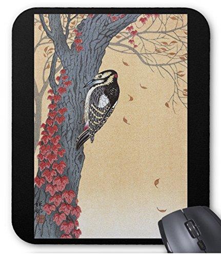 小原古邨『 アカゲラ 』のマウスパッド：フォトパッド（ 浮世絵シリーズ ）この商品は、熱帯スタジオが製造販売しているオリジナル製品です。マウスパッドの大きさは、小さ過ぎず大き過ぎない、ちょうどよい大きさ（幅232mm、縦196mm、厚さ3...