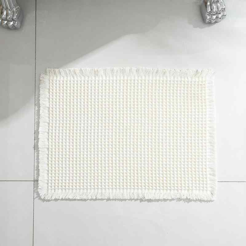 ワッフルバスマット, 超吸収性 デザイン, お手入れ簡単, 清潔な浴室用マット【1. 優れた吸水性＆速乾性】 ワッフル織りの立体構造が水分を素早く吸収し、短時間で乾くため、常に清潔で快適なバスタイムを実現します。【2. 背面透明すべり止め加...