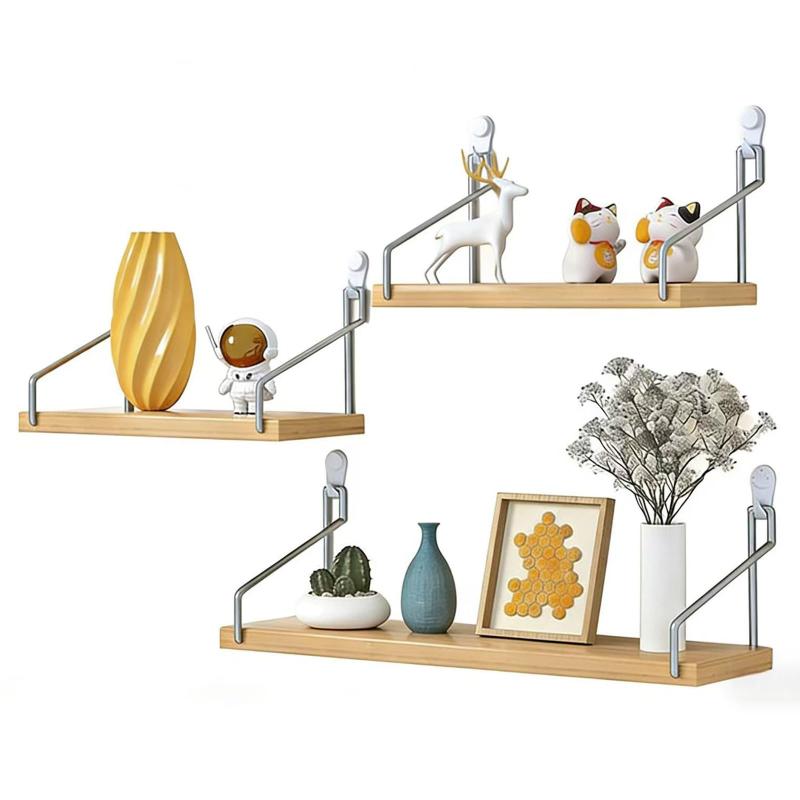 CraftoNova ウォールシェルフ 壁を傷つけない 3枚セット（30cm/40cm/50cm）｜賃貸OK・穴あけ不要 壁掛け棚 収納ラック【賃貸でも安心・壁を傷つけない設計】工具不要の簡単設置で、壁にネジ穴や傷をつけずに取り付け可能。退...