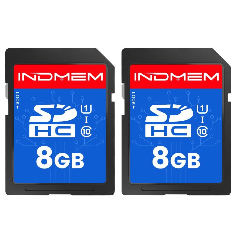 INDMEM SDカード 8GB SDHC メモリーカード UHS-I U1 Class10 高速 Full HD デジタルカメラ ビデオ 撮影 2枚セット容量：8GBのストレージ容量。実際の許容容量は約7.2GB最大転送速度：読み出し80...