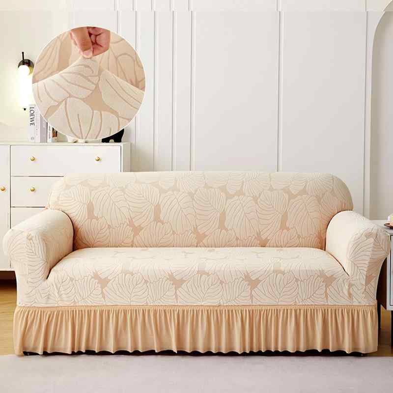 krychiler ソファーカバー 肘付き 1人掛け 2人掛け 3人掛け 4人掛け 交差ストライプ柄 フリル付き スカートタイプ｜ニット伸縮生地 やわらかく厚みあり なめらかな起毛感｜防塵 防汚 ひっかきソファカバー