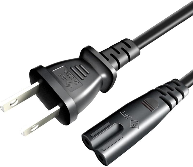 電源コード 電源ケーブル PS5 PS4 PS3 PS2 PS1 PS Vita PSP ノートPC対応 メガネケーブル 2ピン-2ピン ブラック ストレート 1.5m一般的な家庭用コンセントプラグから2ピンのメガネ型（IEC 60320-...