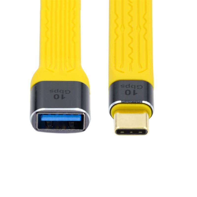 Cablecc USB-C Extension Cable Flat Slim FPC Data Cable for Laptop &amp; Phone 13cm