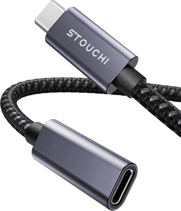 Stouchi USB Type-C 延長ケーブル/延長コード【PD100W急速充電・10Gbpsデータ転送・4K@60Hz映像出力・USB 3.2 Gen2規格】タイプC オス-メス 高耐久ナイロン編み MacBook/iPhone/Ga...