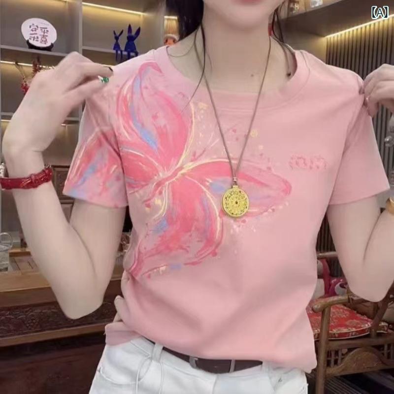 ・カテゴリ: Tシャツ・スタイル: 通勤風・主な素材: ポリエステル90%以上95%未満・ネックライン: クルーネック・袖丈: 半袖・柄: プリント・カラー展開: ピンク、ブラック、ホワイト、グレー・サイズ展開: M（推奨体重40-50kg...
