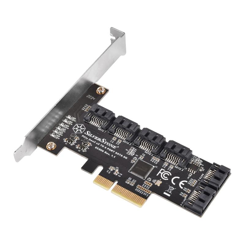 SilverStone 6ポートSATA Gen3 (6Gbps)Non-RAID PCI Express Gen3 x2 拡充カード SST-ECS06ASMedia ASM1166 SATAホストコントローラ (AHCI)搭載のPCIe...