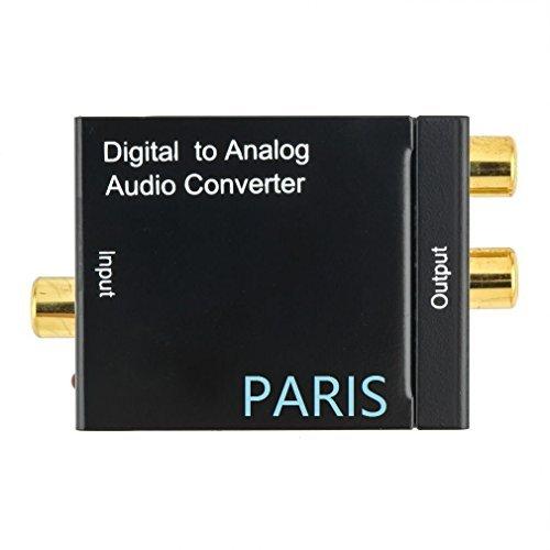 Paris 同軸デジタル アナログ 音声 変換アダプタ DACデジタル(光/同軸) to アナログ(RCA)オーディオ変換器 コンバーター 金メッキ端子 (電源アダプターと光ケーブル付き)