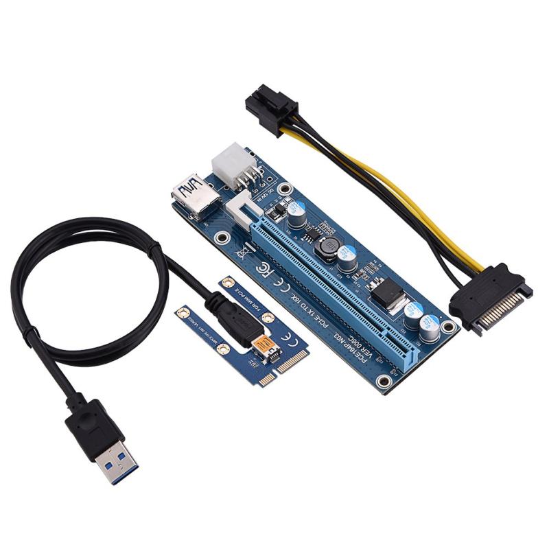 Fosa ミニ PCI-EからPCI エクスプレス 16xエクステンダーライザーアダプター ビデオカードマイニング用SATA電源コード付き【電源がより安定】4個のソリッドステートコンデンサを採用し、グラフィックカードの電源をより安定して安全...