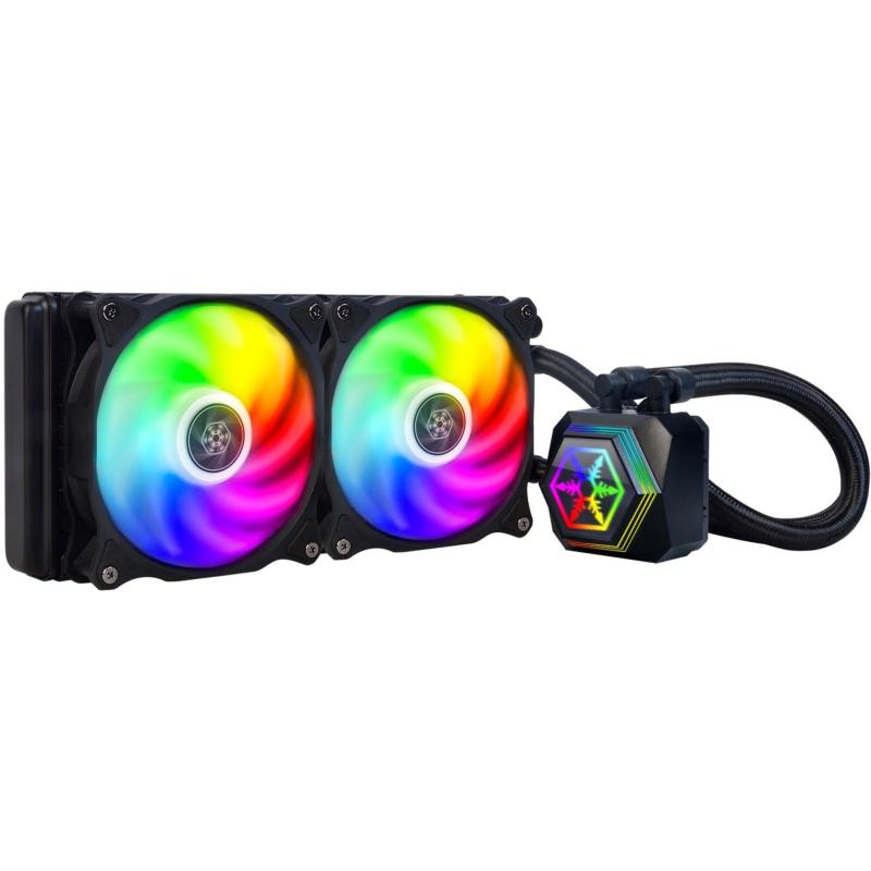SilverStone RGB水冷クーラー 虹色12cmファンX2 SST-PF240-ARGB-V2ウォーターブロックおよびファン対象のアドレッサブルRGBライティング内蔵より低い振動およびノイズを実現するゴムパッド付属10組のライティン...