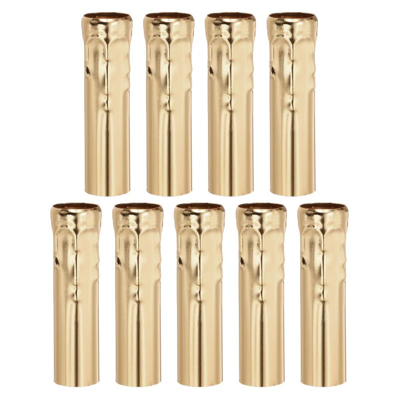 PATIKIL 100 mm トールキャンドルカバースリーブ 9個 金属 E14 シャンデリアソケットスリーブ 垂れ下がる燭台ベースアクセサリー付き 電球ライトベースホルダー 照明ランプ DIY用 金仕様：カラー：金、材質：金属、表面処理：...