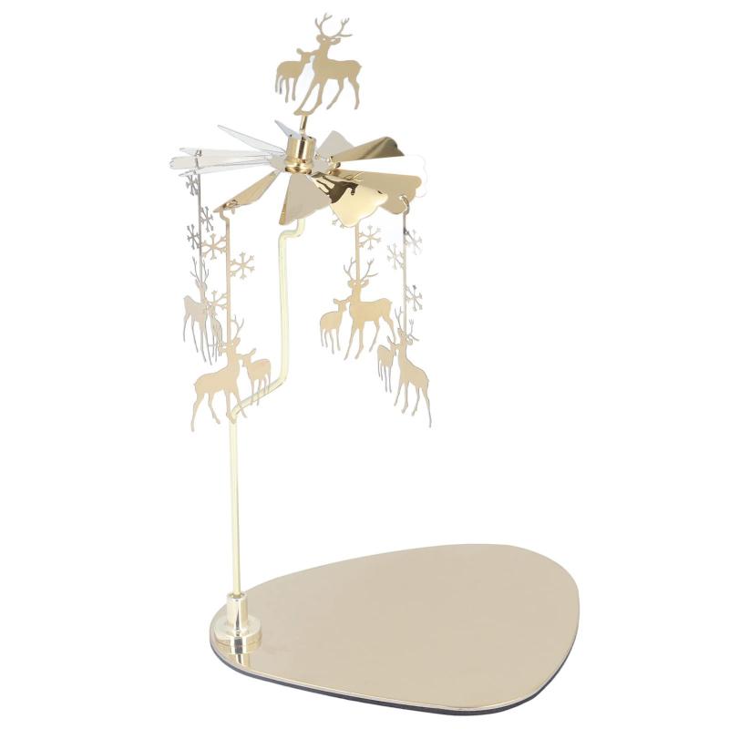 ロマンチックなヨーロッパスタイルのステンレス鋼回転キャンドルホルダー、ラウンド三角形トレイアロマセラピー風鈴回転キャンドルホルダー