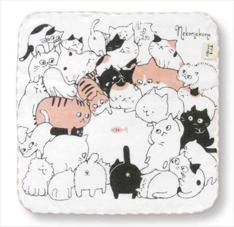 金野タオル 日本製 タオル ガーゼ 無撚糸 パイル 猫 ねこねこね 泉州 速乾 ギフト生産：日本