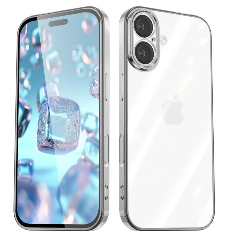 iPhone 17 用ケース クリア tpu シリコン メッキ加工 スリム 極薄軽量 透明 スマホケース 耐衝撃 QIワイヤレス充電対応 ストラップホール 黄変防止 一体型 人気 アイフォン17 用携帯カバー ブラ【対応機種】iPhone ...