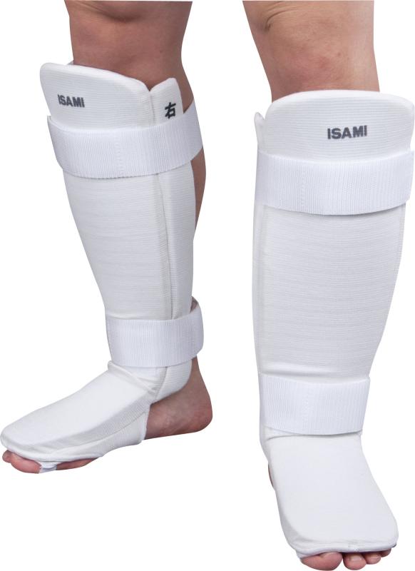 ISAMI(イサミ) イージーレガース A-L-289 白1組での販売です。中国製親指部分にゴム付き。足の横もパットでカバーしています。マジックテープ式で脱着がとても簡単　一体化したスネパットとで甲とスネの間の隙間をなくしました。素材/ポリ...