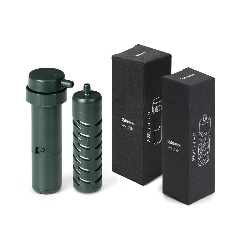 Greeshow GS-2801 携帯浄水器 交換用 内蔵、外付けフィルター 防災 電動浄水器 アウトドア 濾過器 キャンプ用品 交換用フィルター 緊急用水 フィルター2個