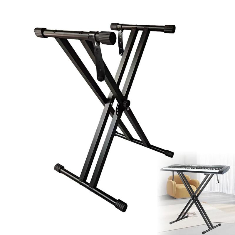 LIKENNY キーボードスタンド X型金属製 49〜97cm調整可能 電子Xピアノスタンド 7段階高さ調整可能 キーボード台 54/61/73/76/88鍵堅牢で安定 音楽演奏 スタジオ 練習用に最適 折りたたみ簡単組み立 【7段階高さ調...