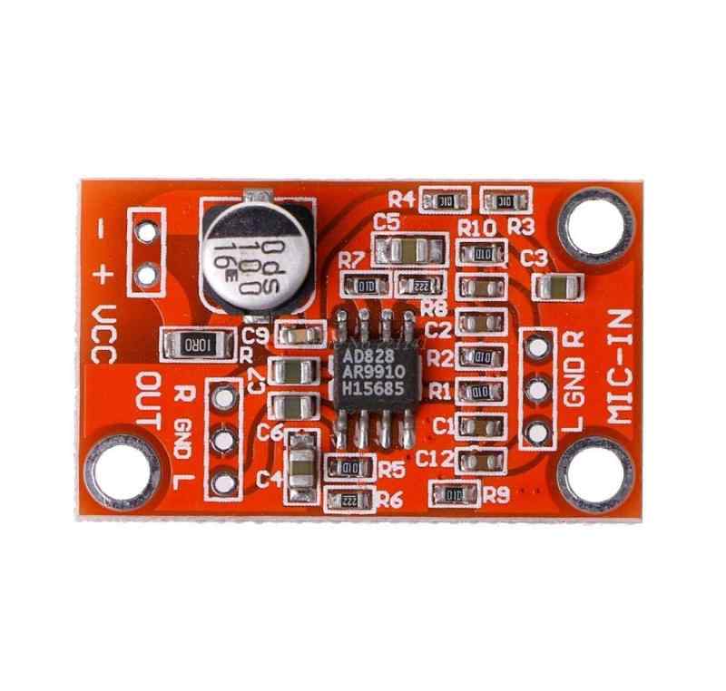 DC 3.8 V-15 V AD828 ステレオダイナミックマイクプリアンプボードマイクプリアンプモジュールアンプボード