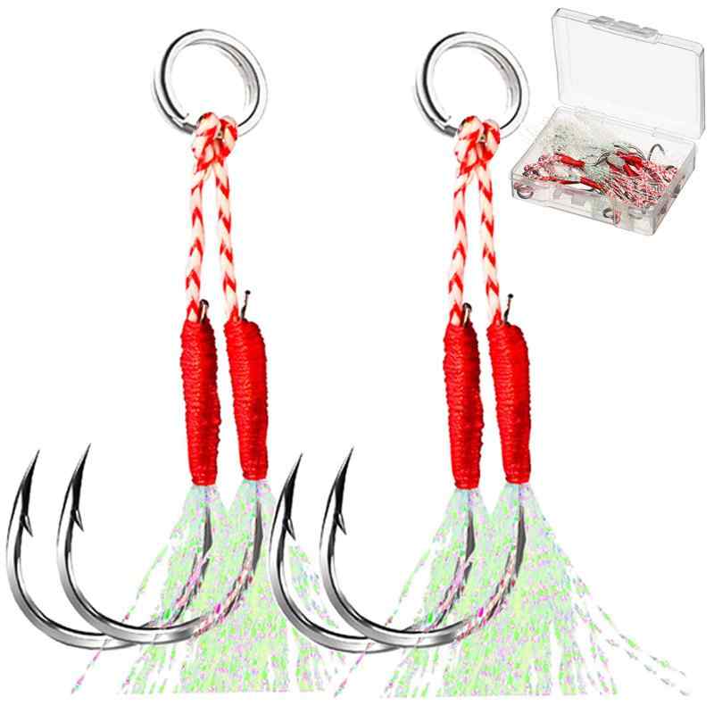 ARAGONT 釣り針 アシストフック ティンセル付きショアジギン ダブルグアシストフック メタルジグ釣具フック オフショアジギング【アシストフック】ジギングにおけるルアーフィッシングは対処魚として青物が多くのターゲットとなります。青物の習...