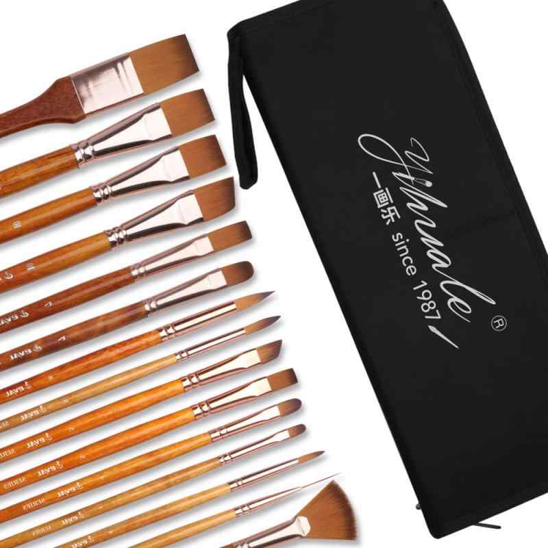 筆 ナイロン絵筆 水彩筆 絵の具 平筆 丸筆 面相筆 アクリル画 水彩 油彩 油絵 ペイントブラシ ガッシュ絵に適する 多用途 携帯便利 丸型 平型 円頭 扇型筆 画材